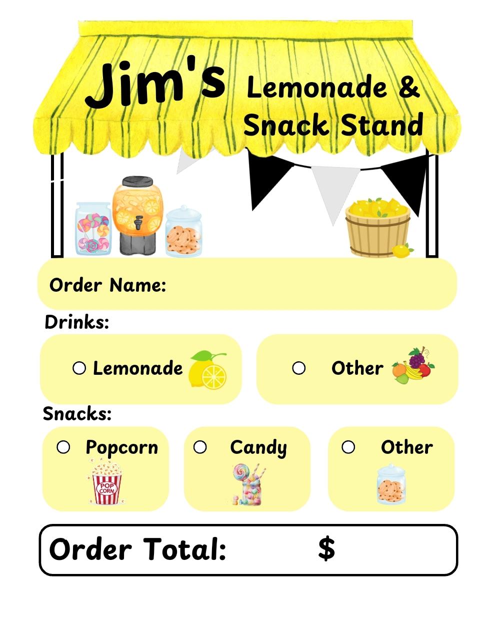 Canva Template: Kids' Play - Lemonade Stand Order Form/reciept - Etsy