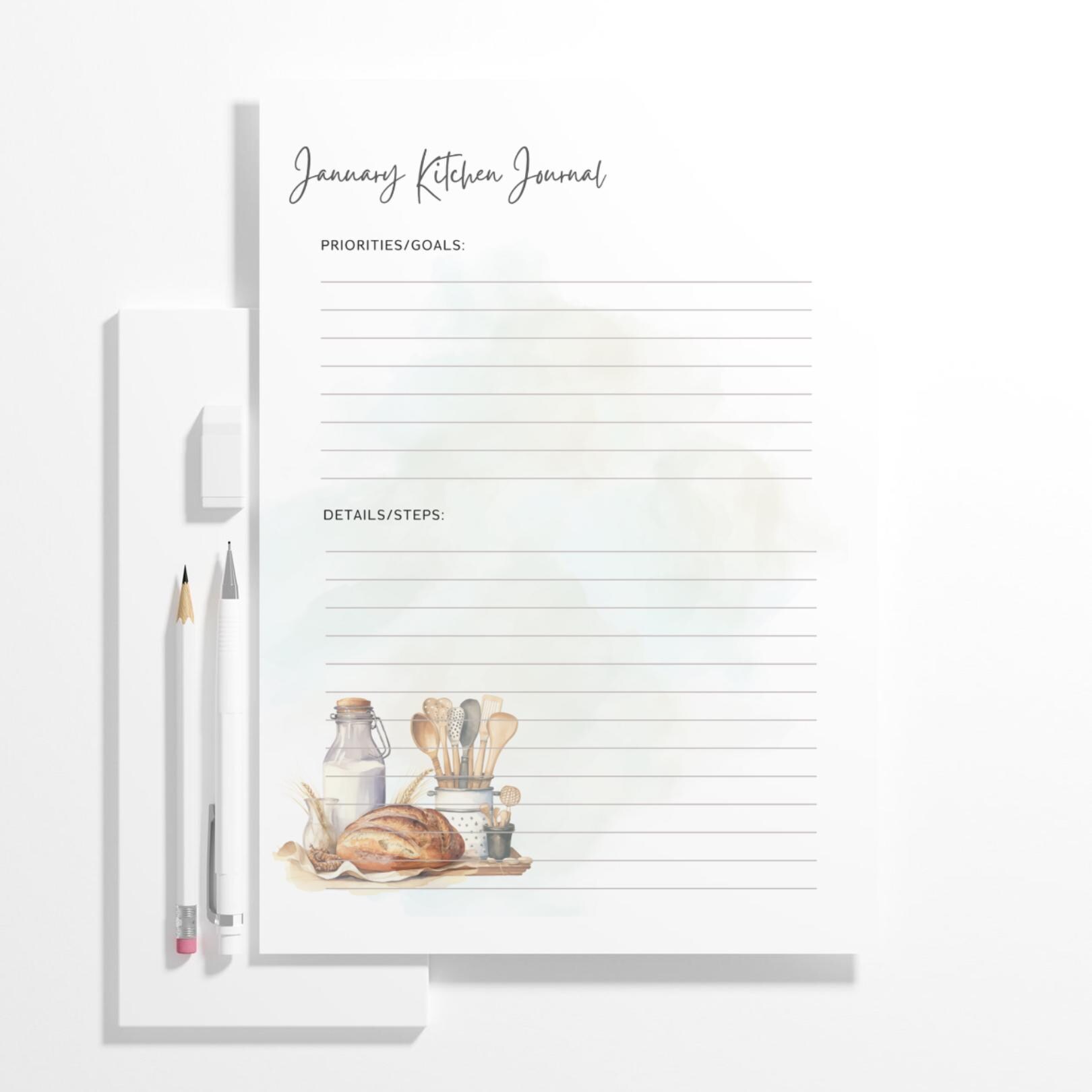 2025 Kitchen Homemaker Calendar and Journal, Digital, Editable, Instant ...