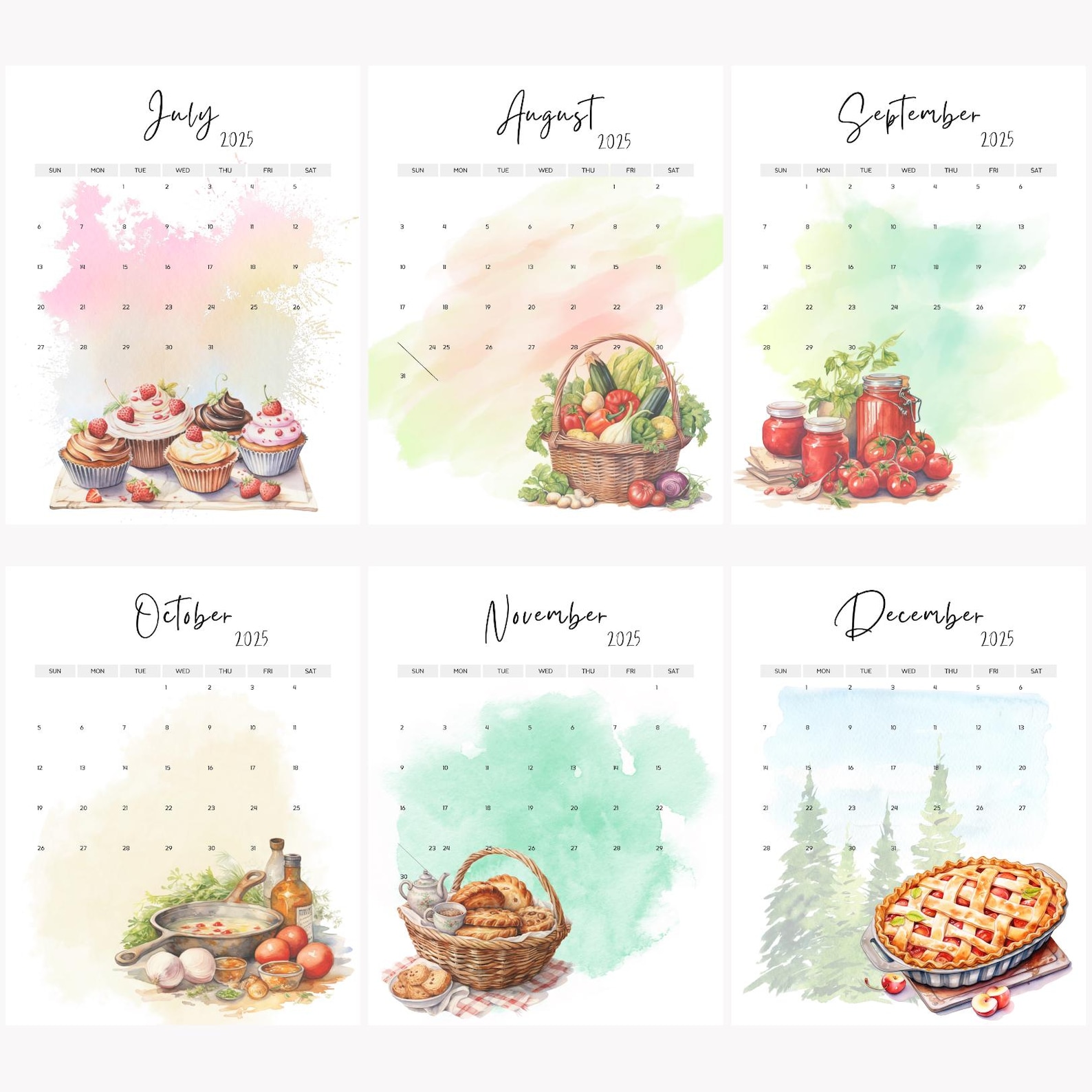 2025 Kitchen Homemaker Calendar and Journal, Digital, Editable, Instant ...