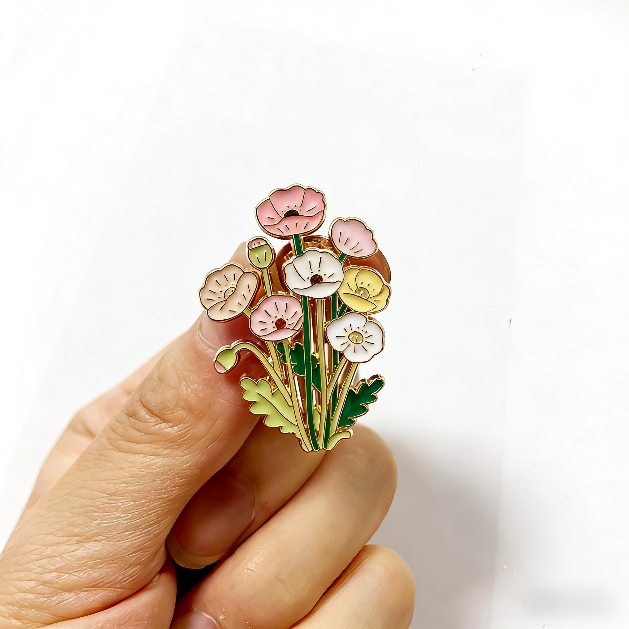 Pastel Wildflower Bouquet Enamel Pin Floral Garden Lapel Pin - Etsy