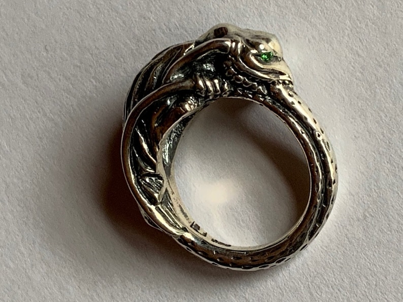 Silver Dragon Ring Ouroboros Sterling Magic Dragon Ruby Eyes Uroborus ...