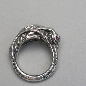 Silver Dragon Ring Ouroboros Sterling Magic Dragon Ruby Eyes Uroborus ...