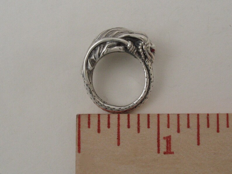 Silver Dragon Ring Ouroboros Sterling Magic Dragon Ruby Eyes Uroborus ...