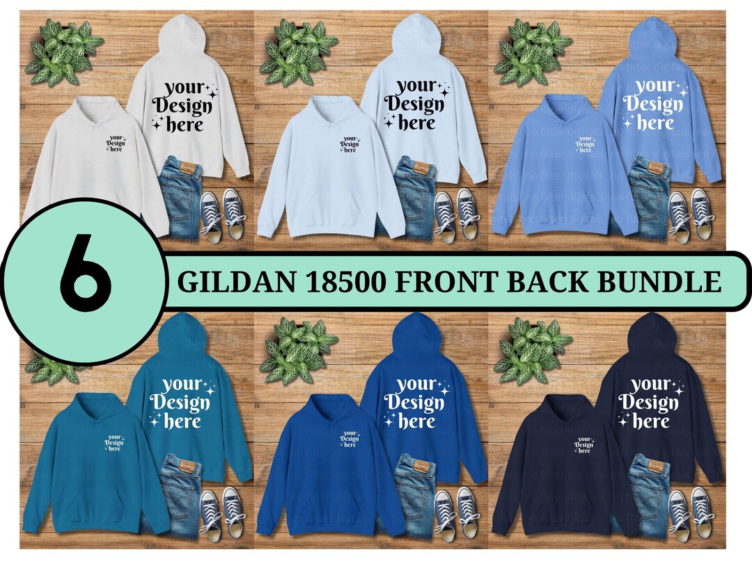 Gildan 18500 Front Back White Light Blue Carolina Blue Antique Sapphire ...