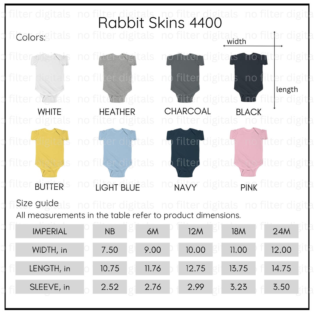 Infant Bodysuit Size Chart Color Chart Rabbit Skins Sizes 4400 Minimalist Size and Color Chart ...