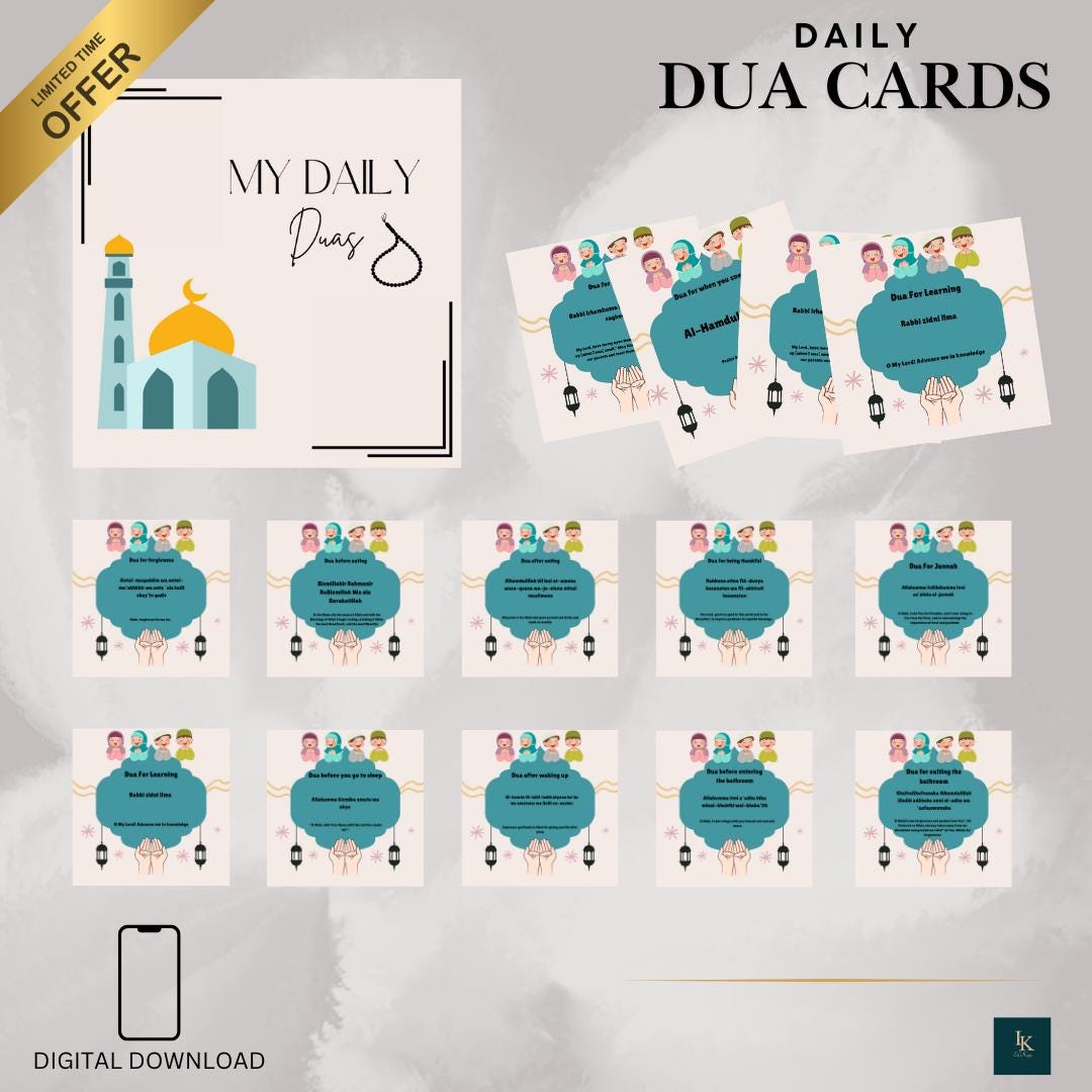 Digital Children's Dua Cards, Islamic Kids Printables, Duas for Kids ...