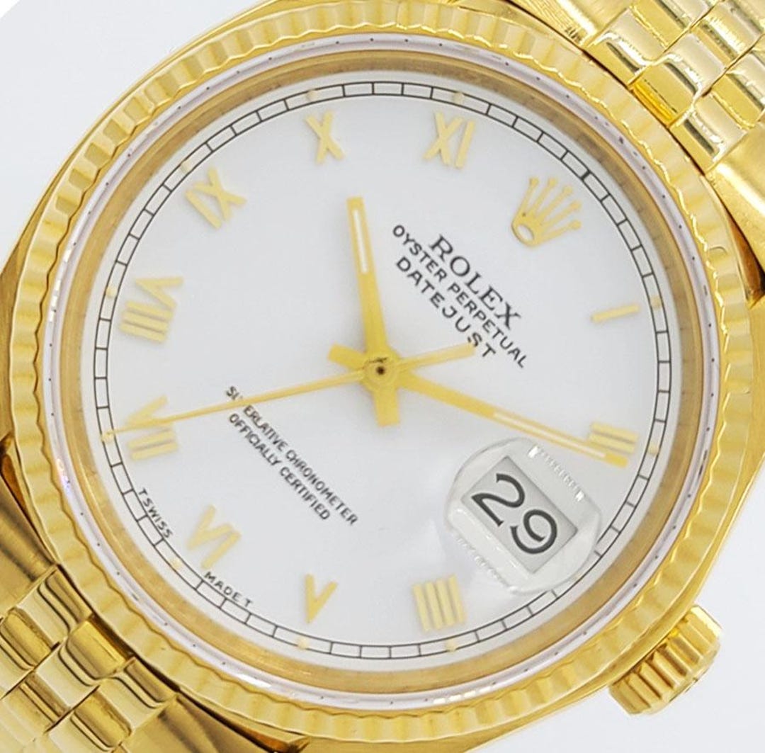 Rolex Datejust Men's 36MM 18K Yellow Gold Ref: 16018 W/ Jubilee Vintage ...