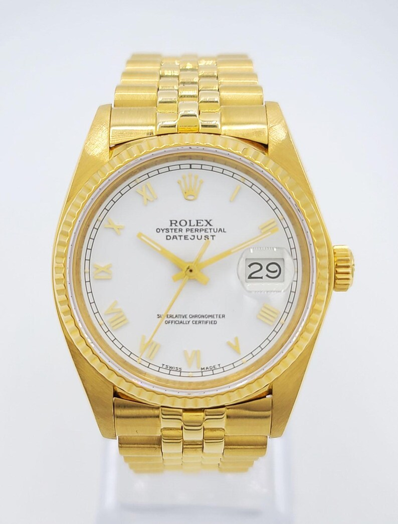 Rolex Datejust Men's 36MM 18K Yellow Gold Ref: 16018 W/ Jubilee Vintage ...