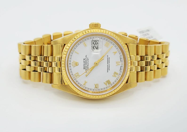 Rolex Datejust Men's 36MM 18K Yellow Gold Ref: 16018 W/ Jubilee Vintage ...
