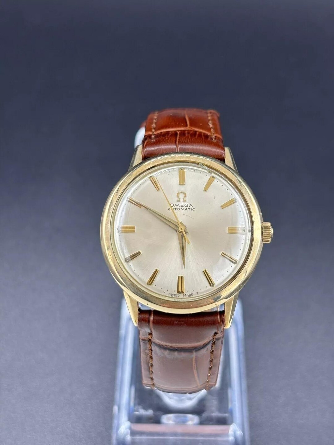 Omega Automatic 34mm Champagne Dial Ss/goldfilled Watch With Leather ...