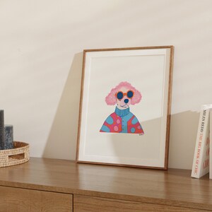Preppy Poodle Art Print, Colorful Poodle With Sunglasses Digital ...