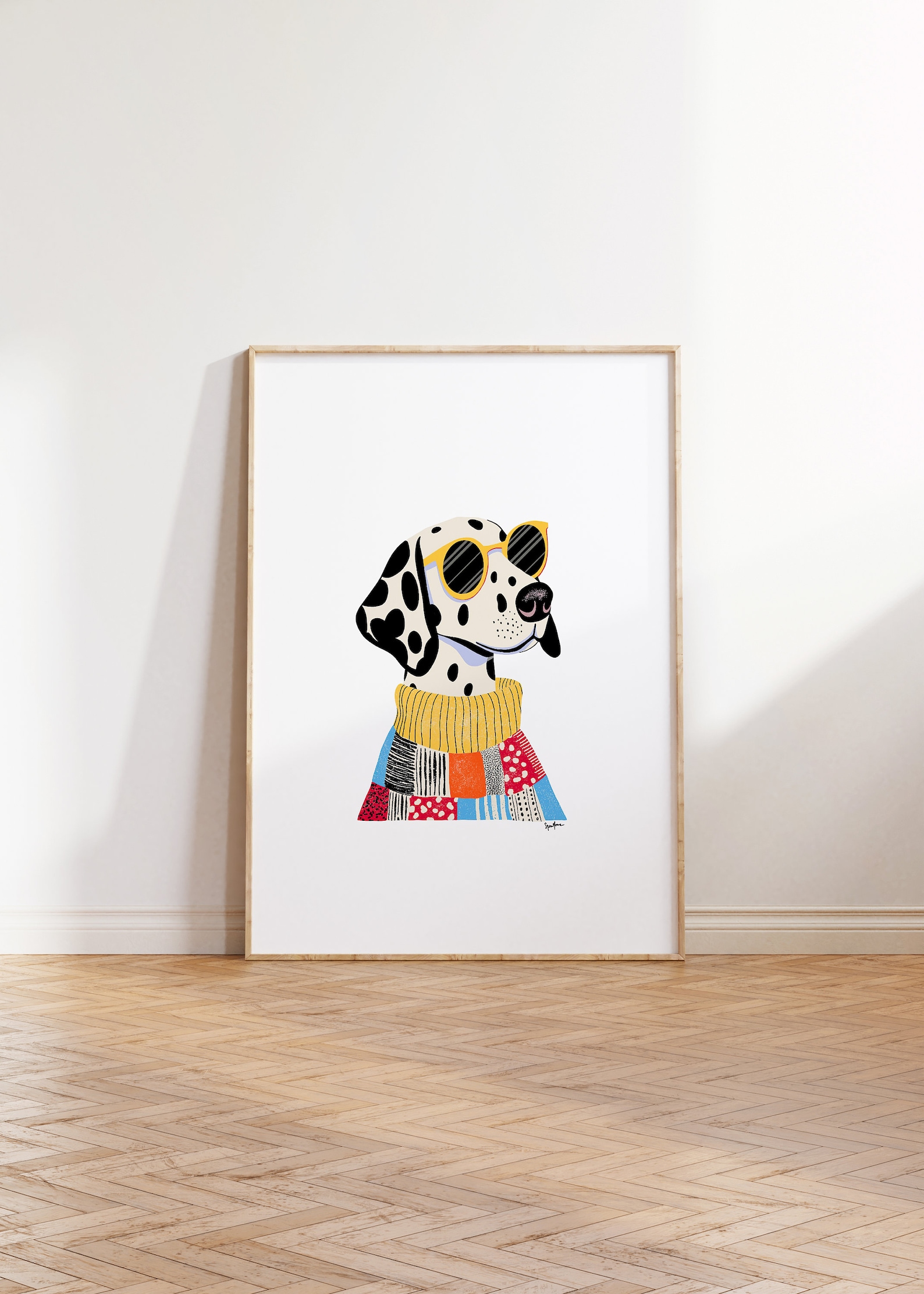 Dalmatian Dog Art Print, Quirky Dalmatian Wearing Sunglasses, Preppy ...