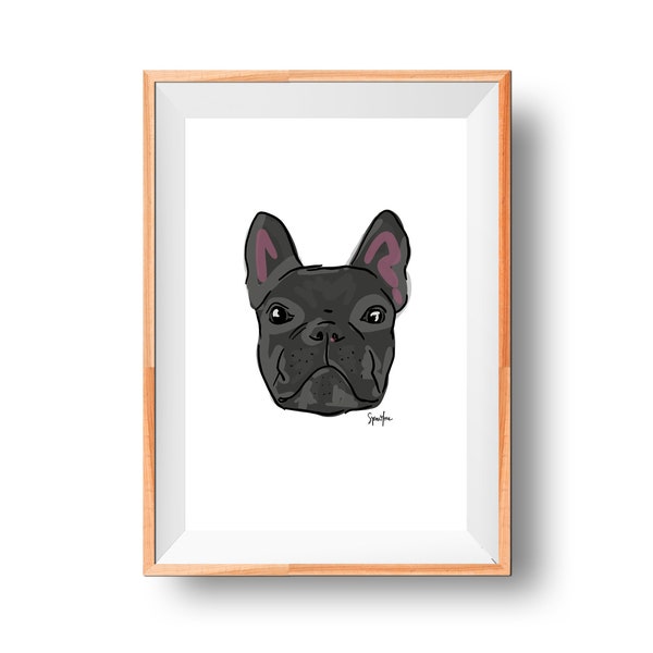 Preppy French Bulldog Art Digital Download, Quirky Dog in Plaid Bowtie ...