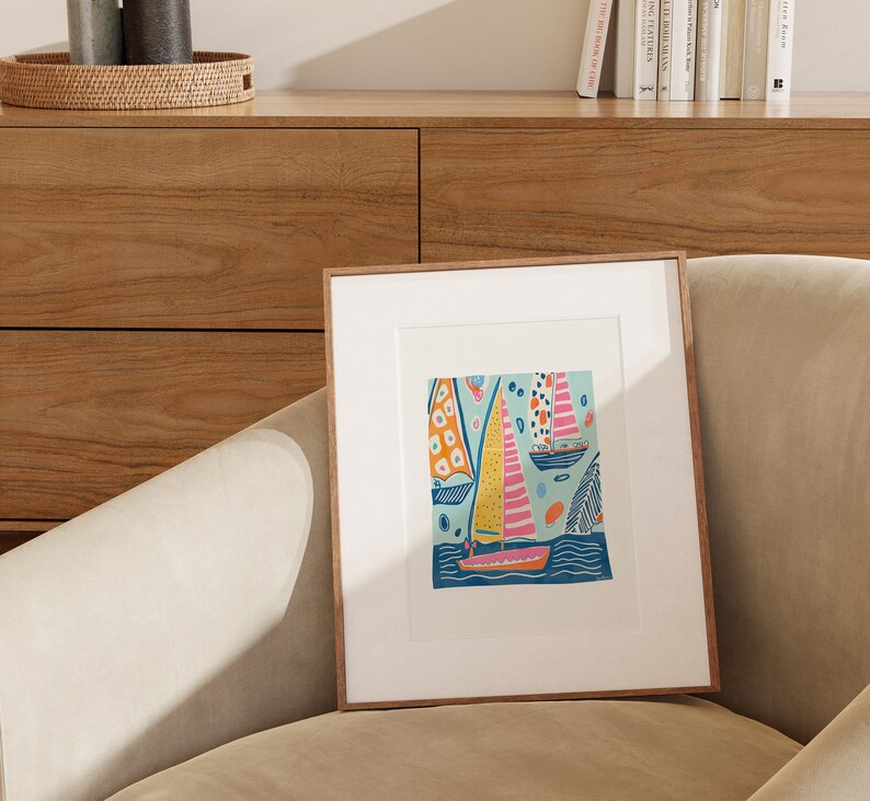 Colorful Sailing Boats Digital Download, Nautical Wall Decor, Preppy ...