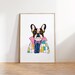 Preppy French Bulldog Art Digital Download, Quirky Dog in Plaid Bowtie ...