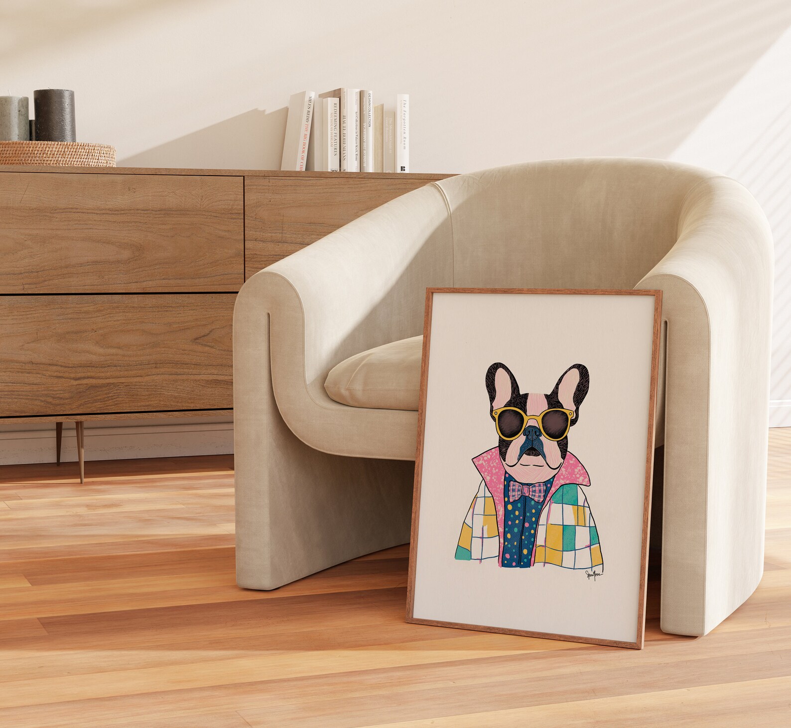 Preppy French Bulldog Art Digital Download, Quirky Dog in Plaid Bowtie ...
