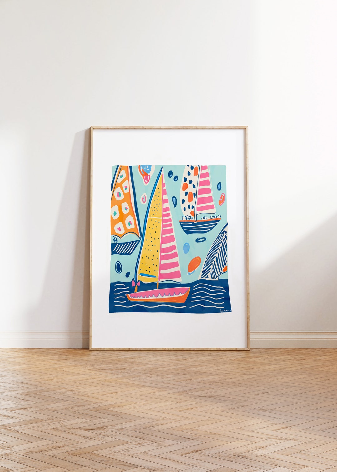 Colorful Sailing Boats Digital Download, Nautical Wall Decor, Preppy ...