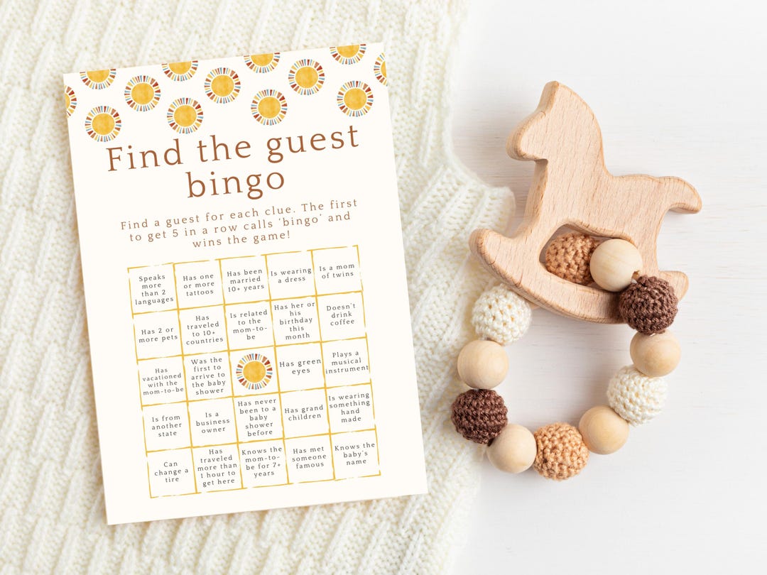 Sun Baby Shower Bingo Printable Party Game Here Comes the Son Themed ...