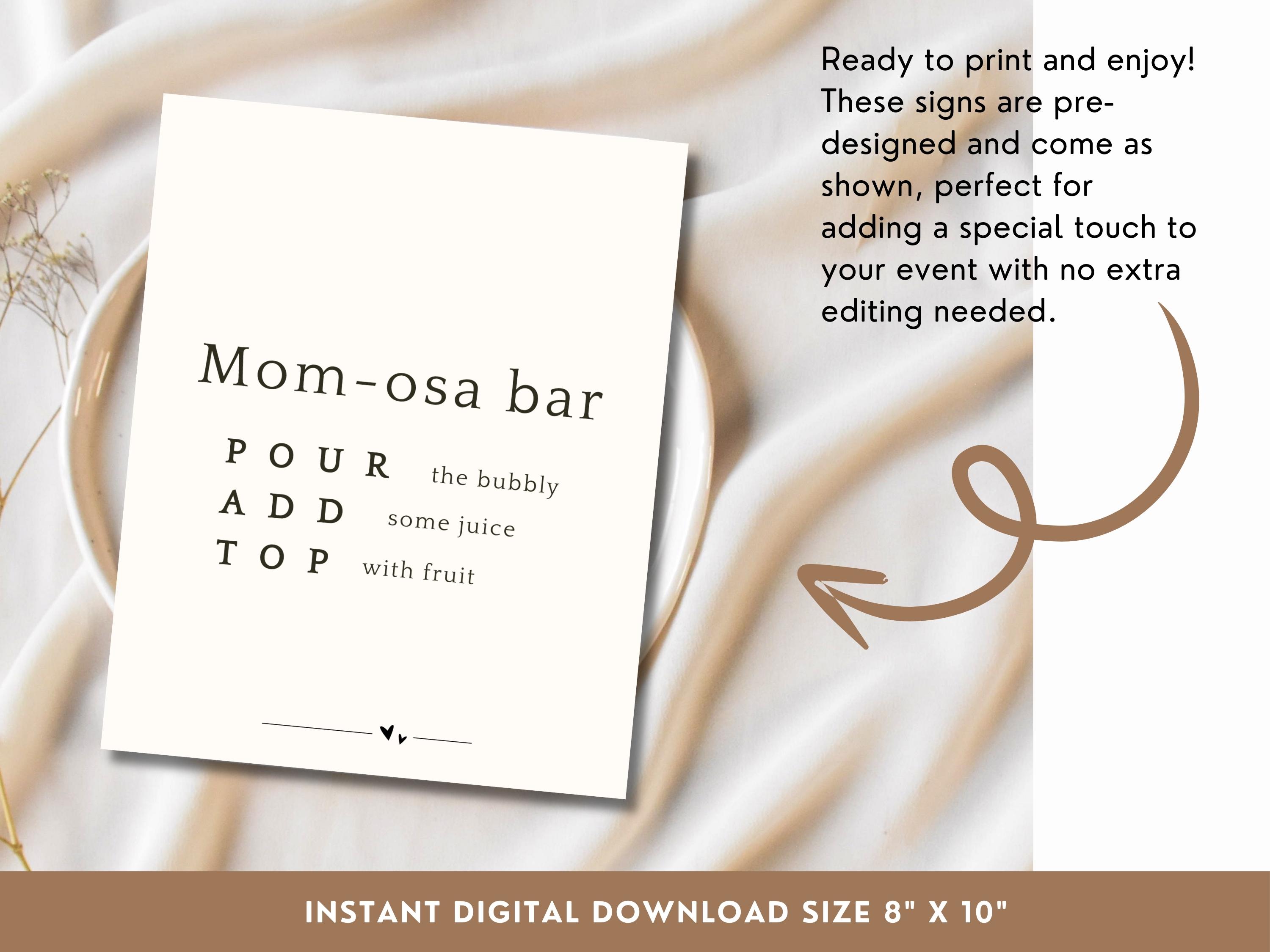 Mimosa Bar Sign, Baby Shower Momosa Bar Sign, Mimosa Bar Sign Printable ...