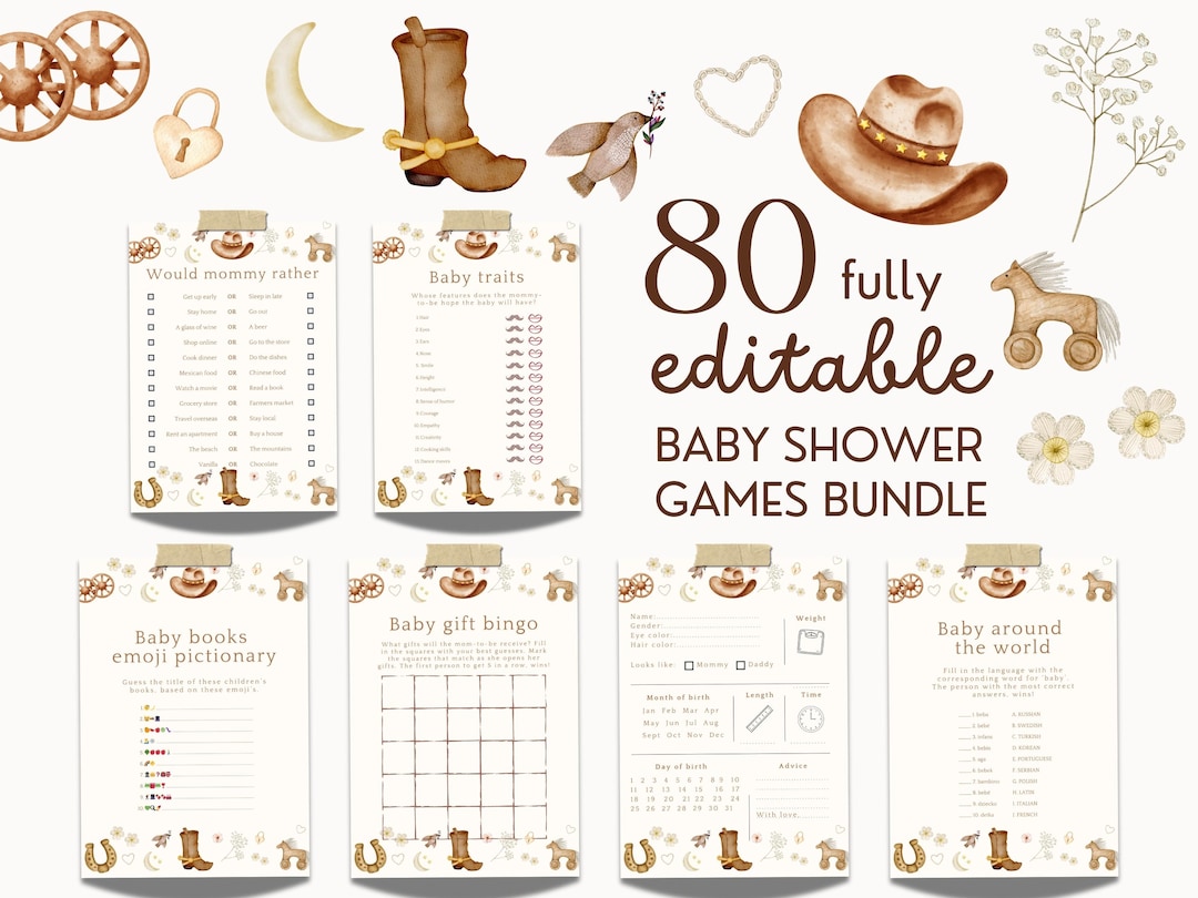 Cowboy Baby Shower Games Western Party Activity for Guest Entertainment ...