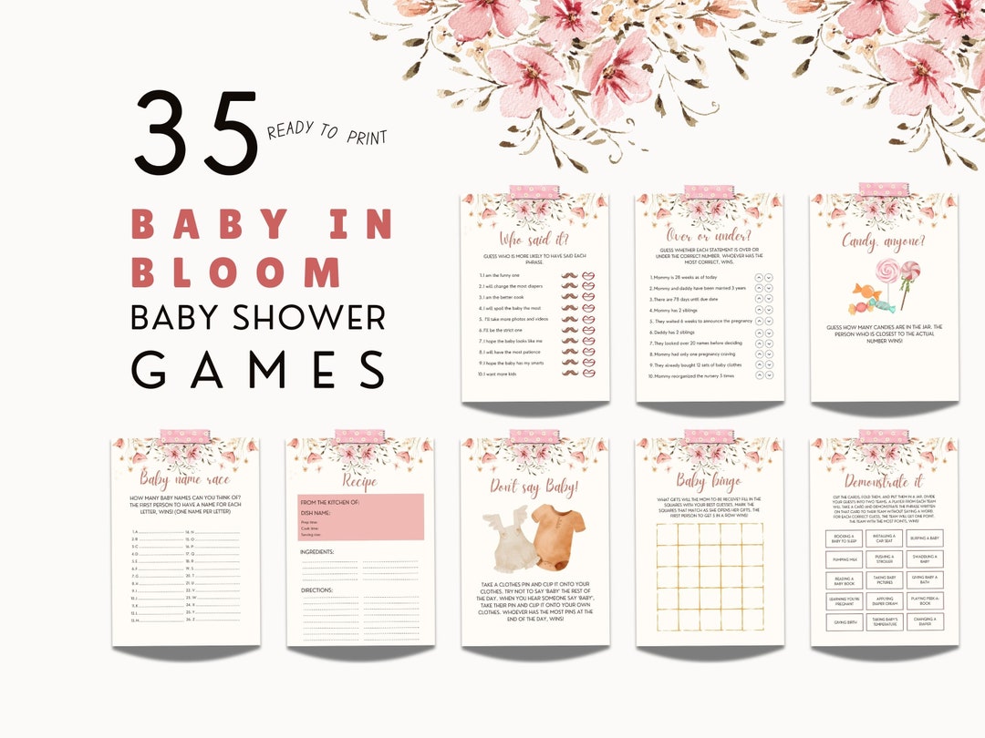 Baby in Bloom Games | Baby Shower Game Bundle | Floral Shower Games ...
