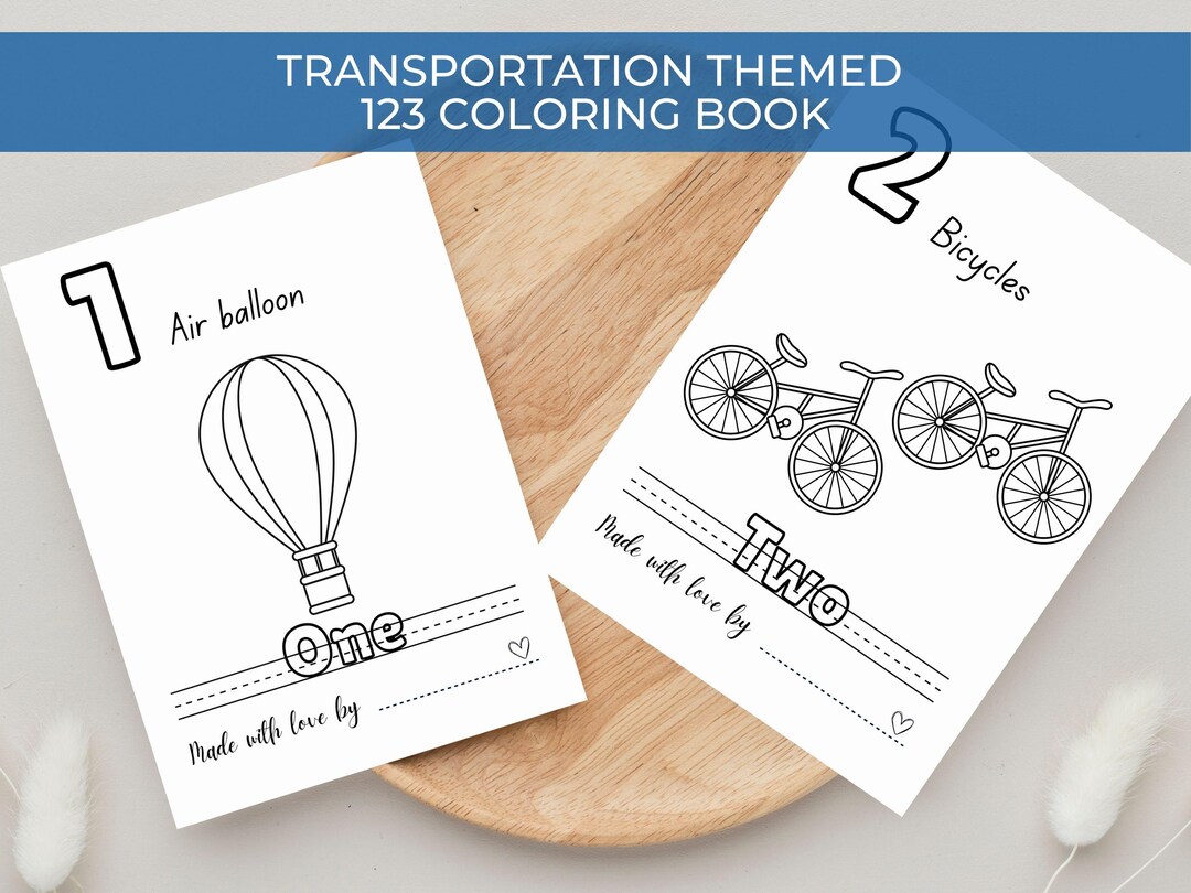 123 Baby Shower Coloring Book, Baby's First 123 Book, Transportation ...