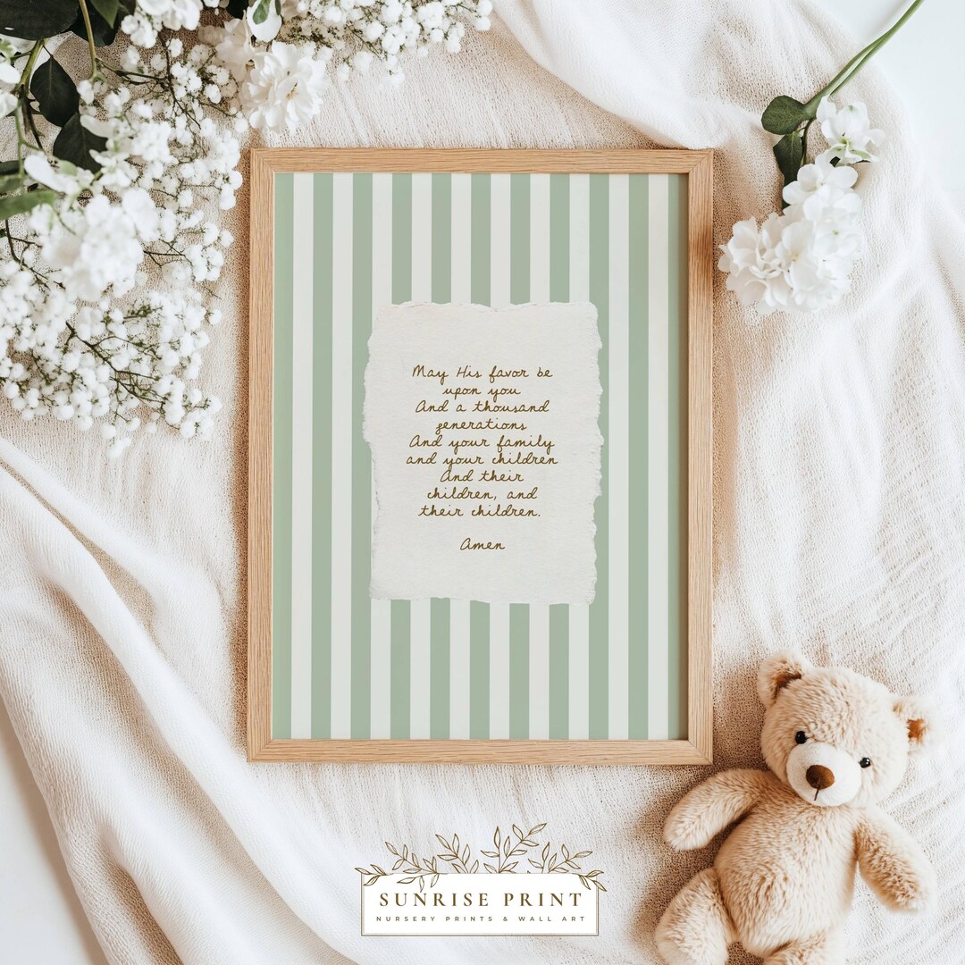 The Blessing Printable Elevation Worship Lyrics Wall Art Striped ...