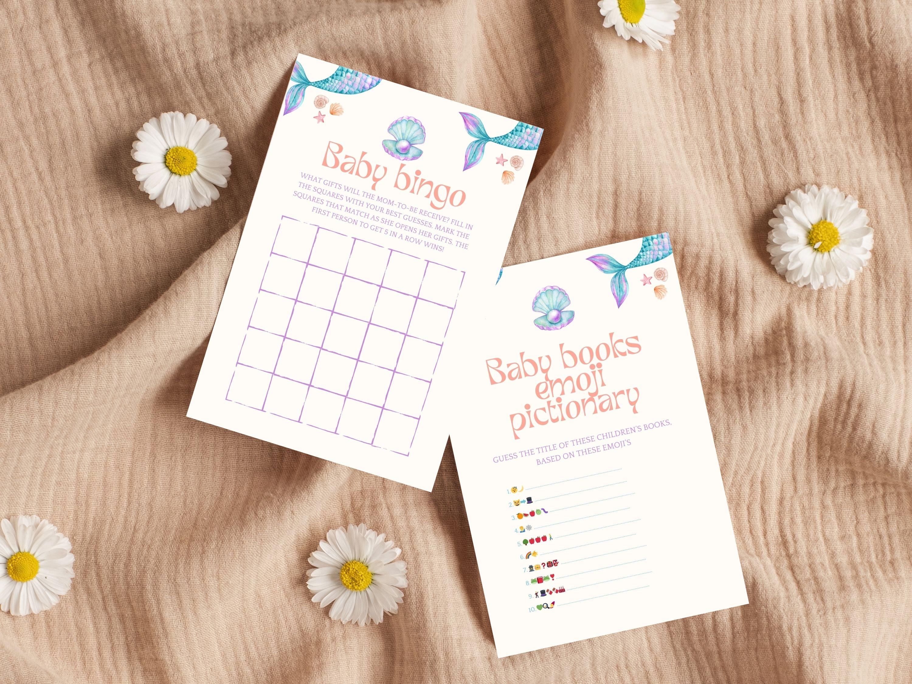 A Little Mermaid Baby Shower Game Bundle, Baby Shower Bingo, Mermaid ...