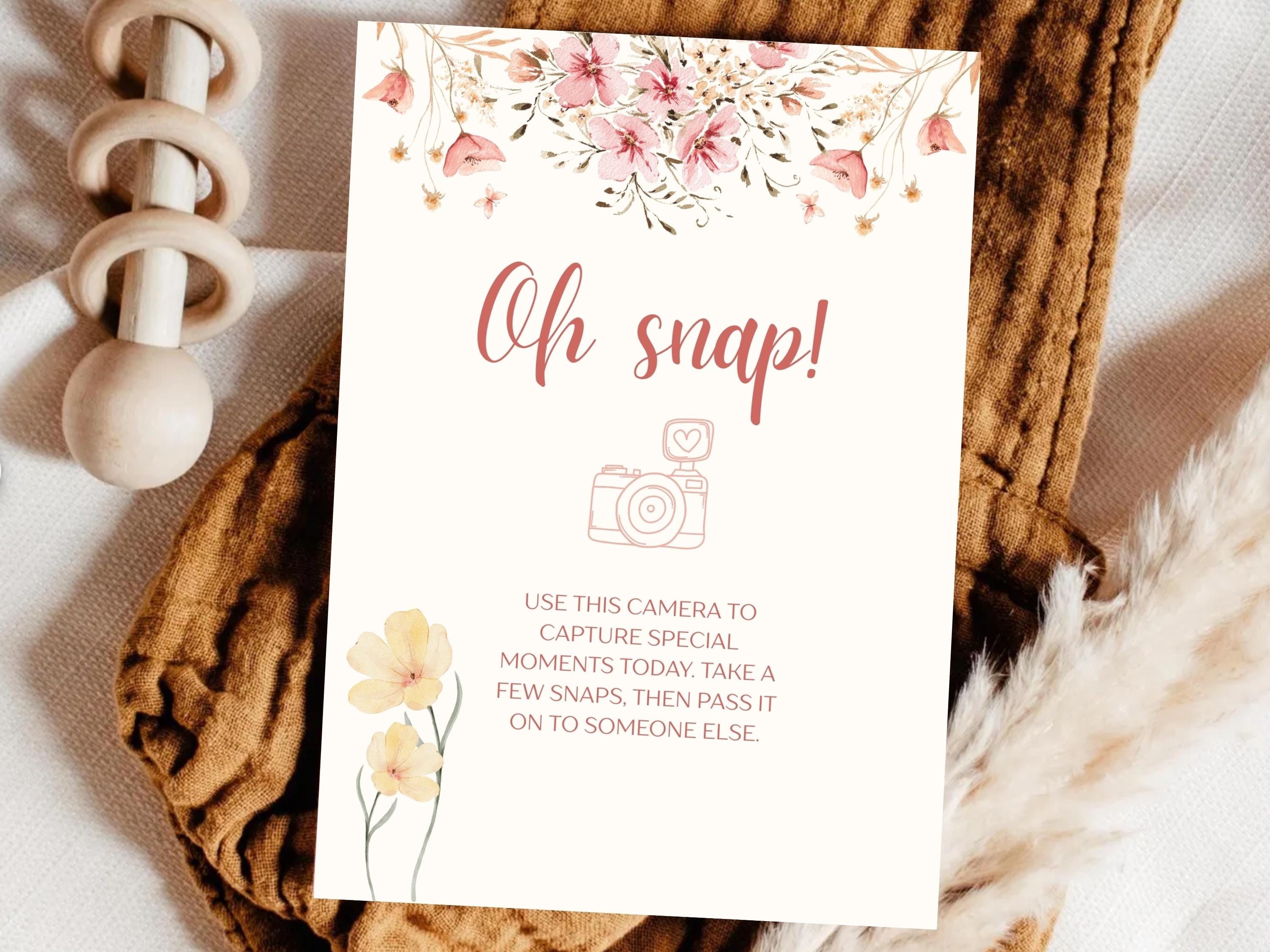 Baby in Bloom Oh Snap Sign | Photo Guestbook Baby Shower | Floral Photo ...