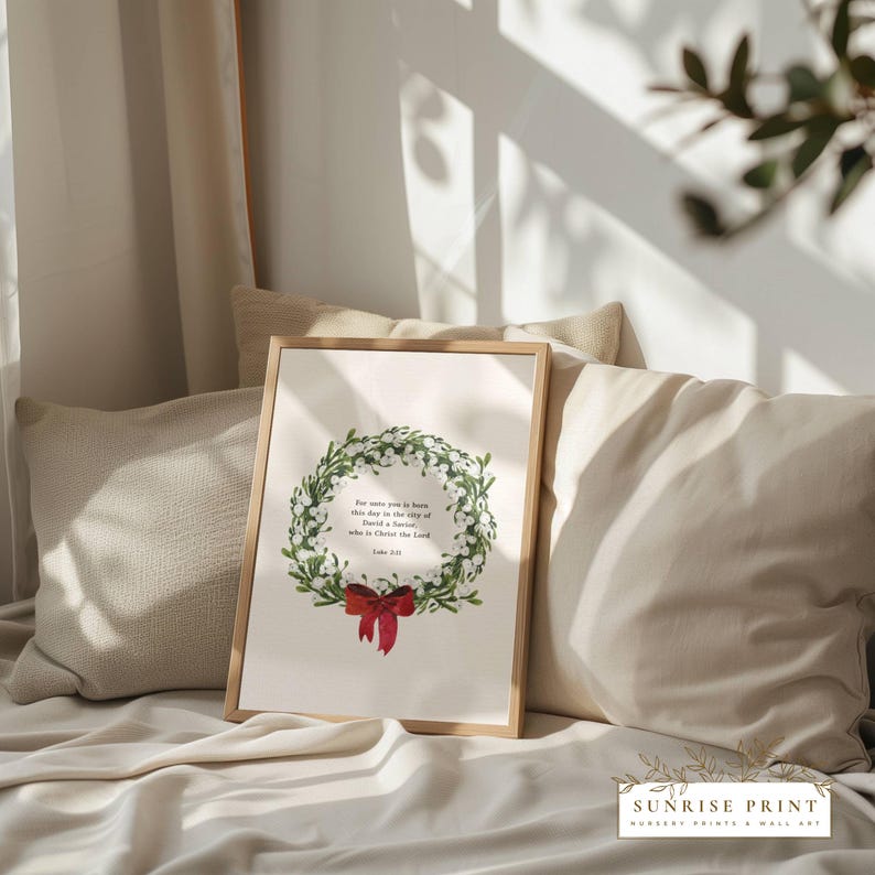 Luke 2 Wall Art Christ is Born Artwork Christmas Holiday Decor Vintage ...