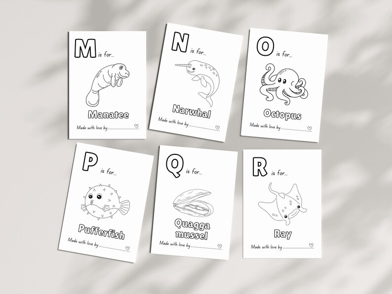 Ocean Baby Shower ABC Coloring Book Ocean Animals Alphabet Under the ...