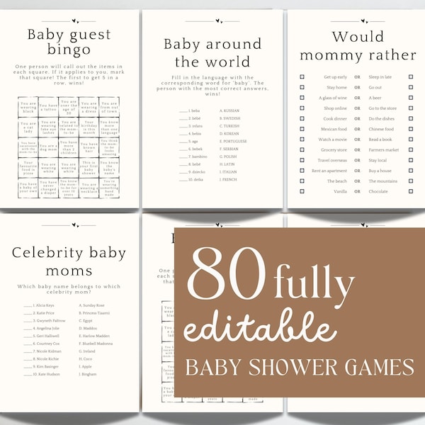 Boho Bear Baby Shower Game Bundle, Baby Shower Bingo, Bear Baby Shower Game Set, Pink Bear Baby ...