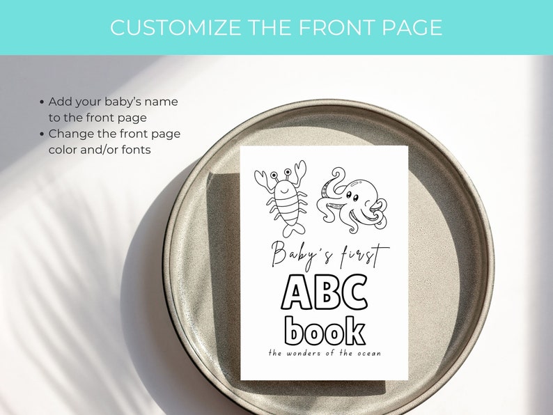 Ocean Baby Shower ABC Coloring Book Ocean Animals Alphabet Under the ...