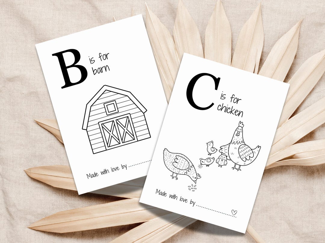ABC Baby Shower Coloring Book | Farm Animal Alphabet A-Z | Printable ...