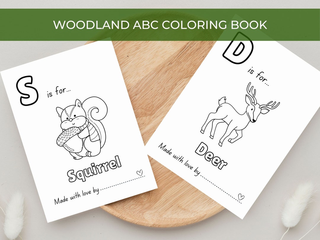Woodland Baby Shower Game Printable Baby's First ABC Book Coloring ...