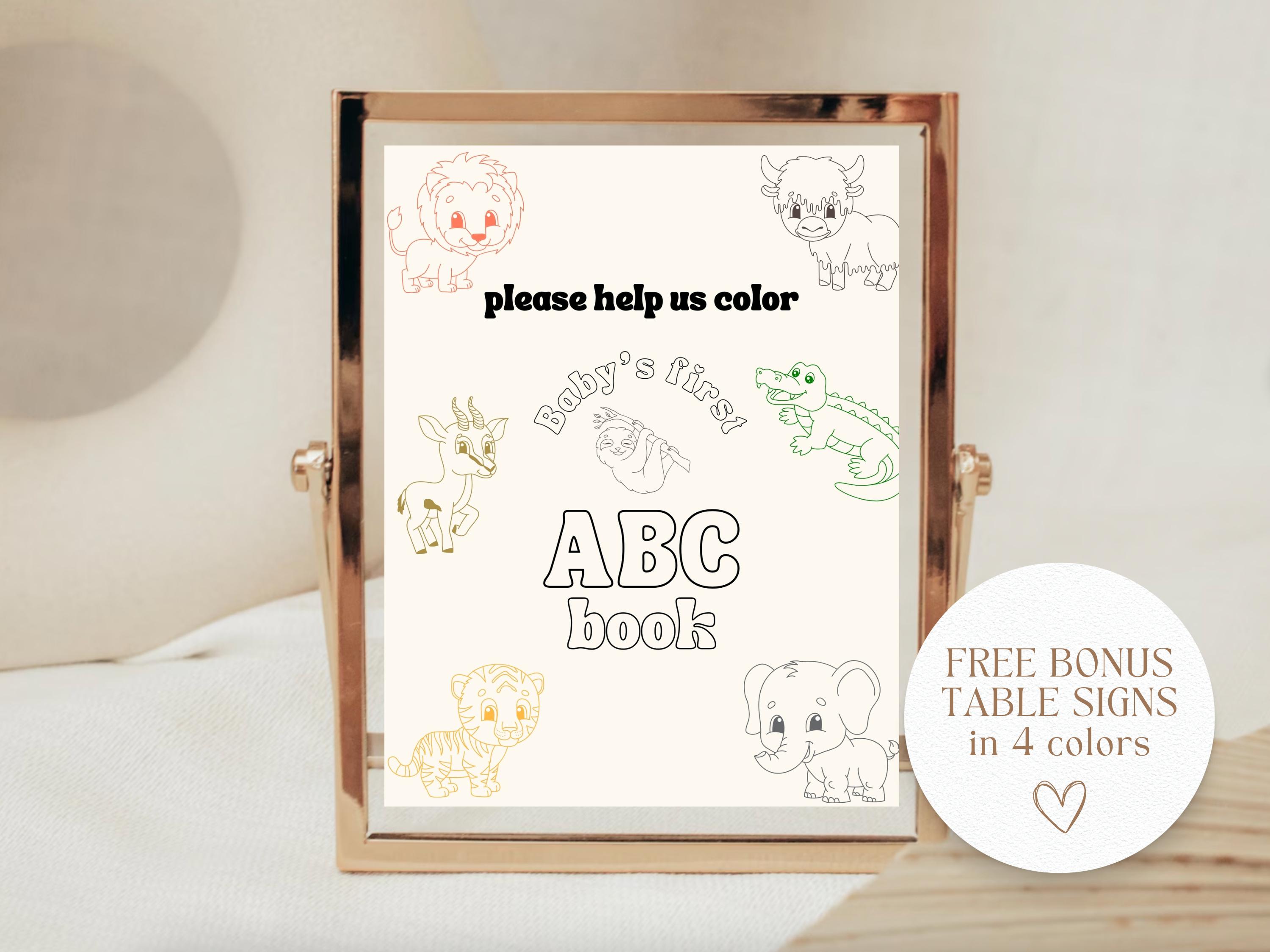 Safari Baby Shower ABC Book Printable Jungle Animal Alphabet Coloring ...