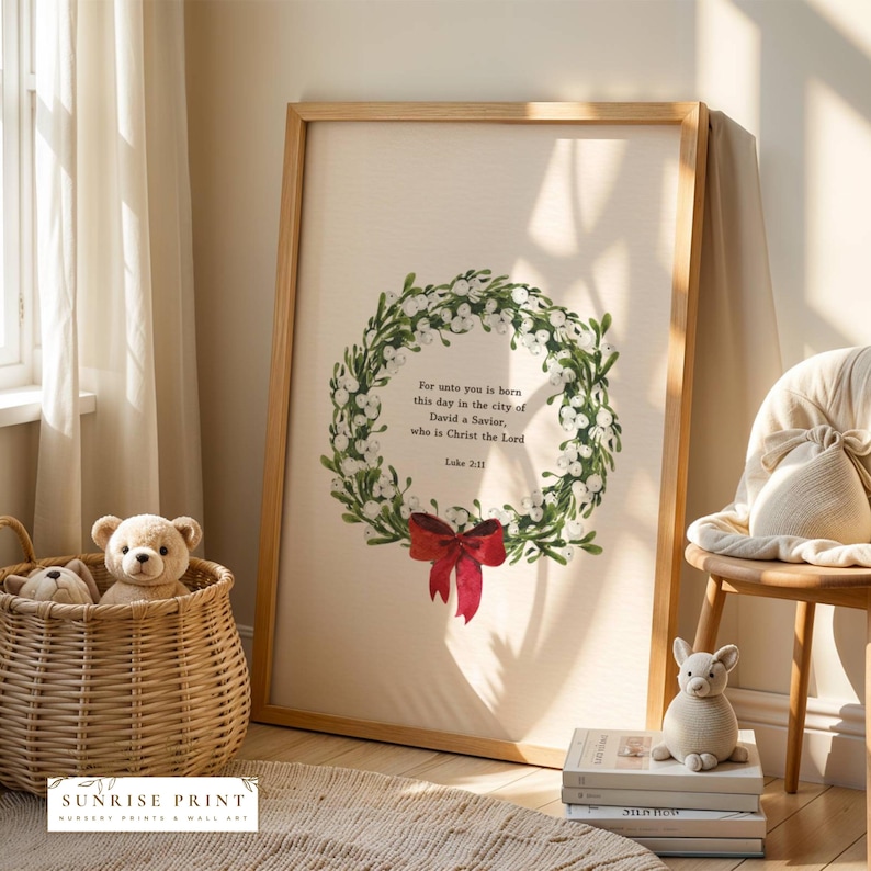 Luke 2 Wall Art Christ is Born Artwork Christmas Holiday Decor Vintage ...