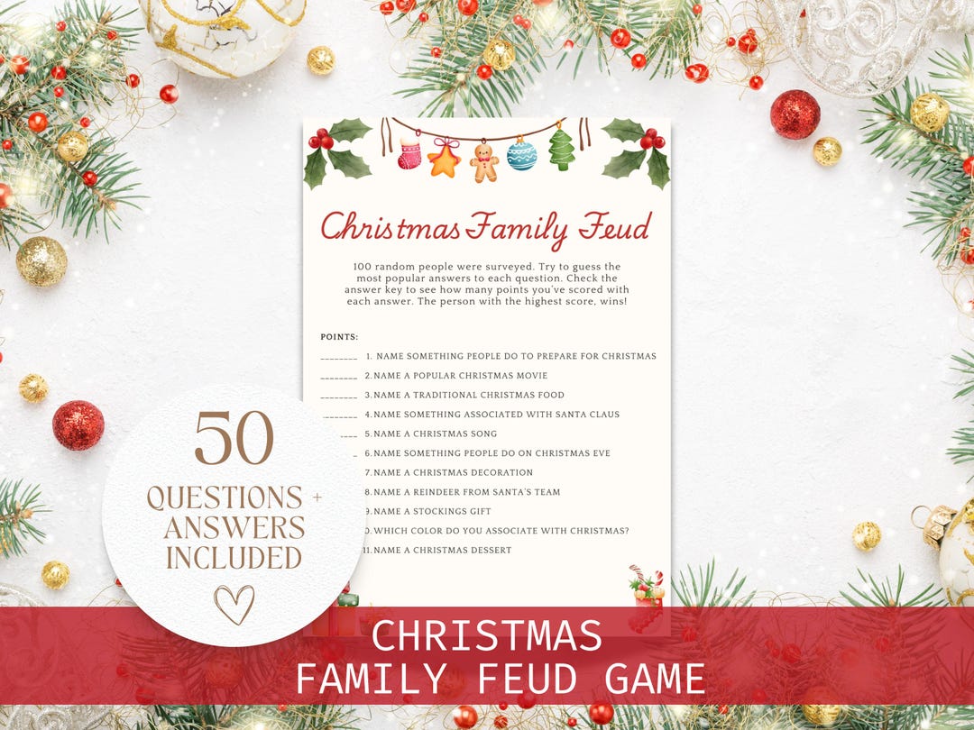 Christmas Family Feud Game, Printable Christmas Game, Family Reunion ...