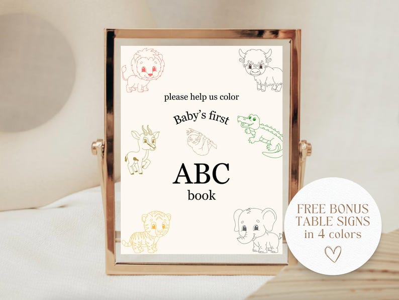Safari Baby Shower ABC Book Printable Jungle Animal Alphabet Coloring ...