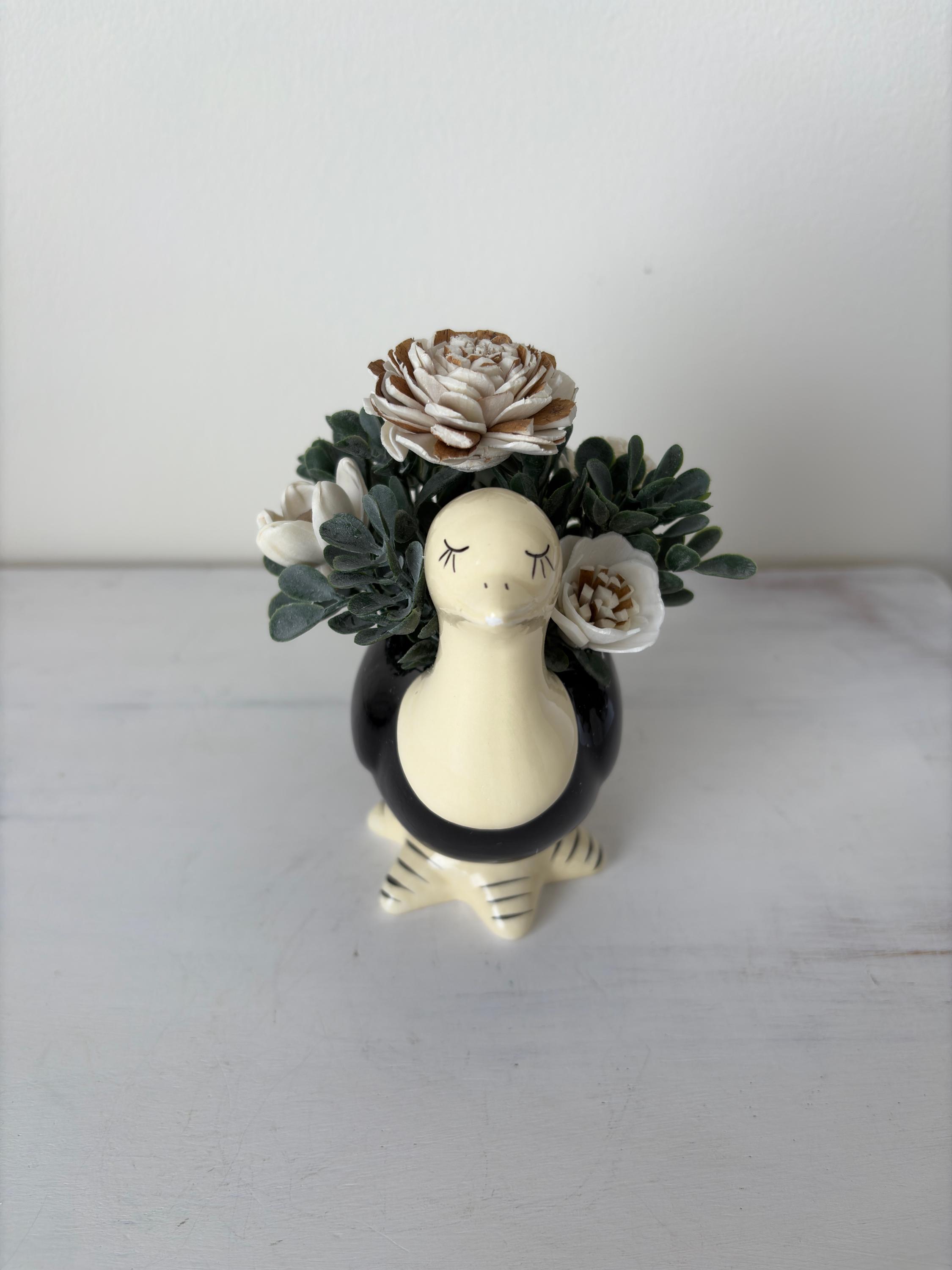Ostrich Sola Wood Flower Bouquet: Whimsical Ceramic Planter - Etsy