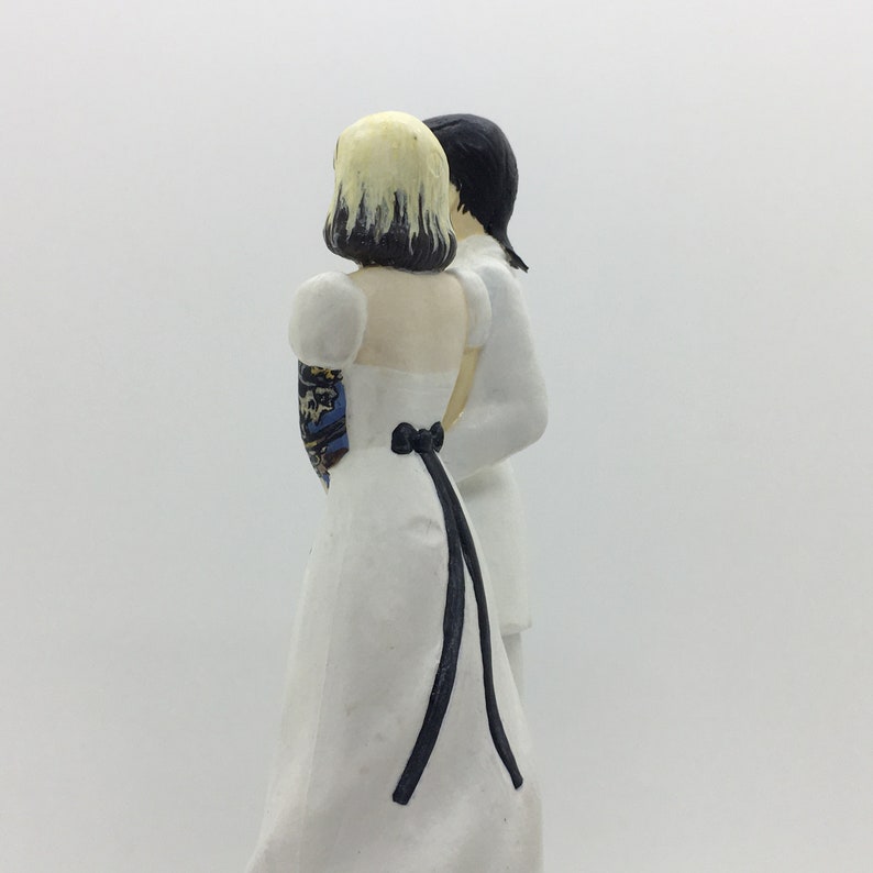 Unique Tattoo Wedding Cake Topper Emo Mullet Hair & White - Etsy