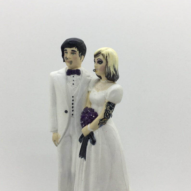 Unique Tattoo Wedding Cake Topper Emo Mullet Hair & White - Etsy