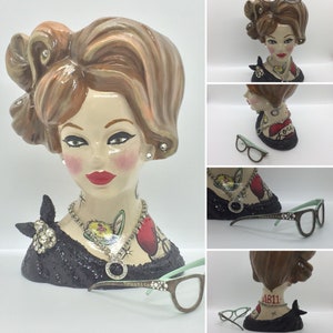 Custom Pinup Head Vase W Eyeglasses, Hand Painted to Resemble You ...