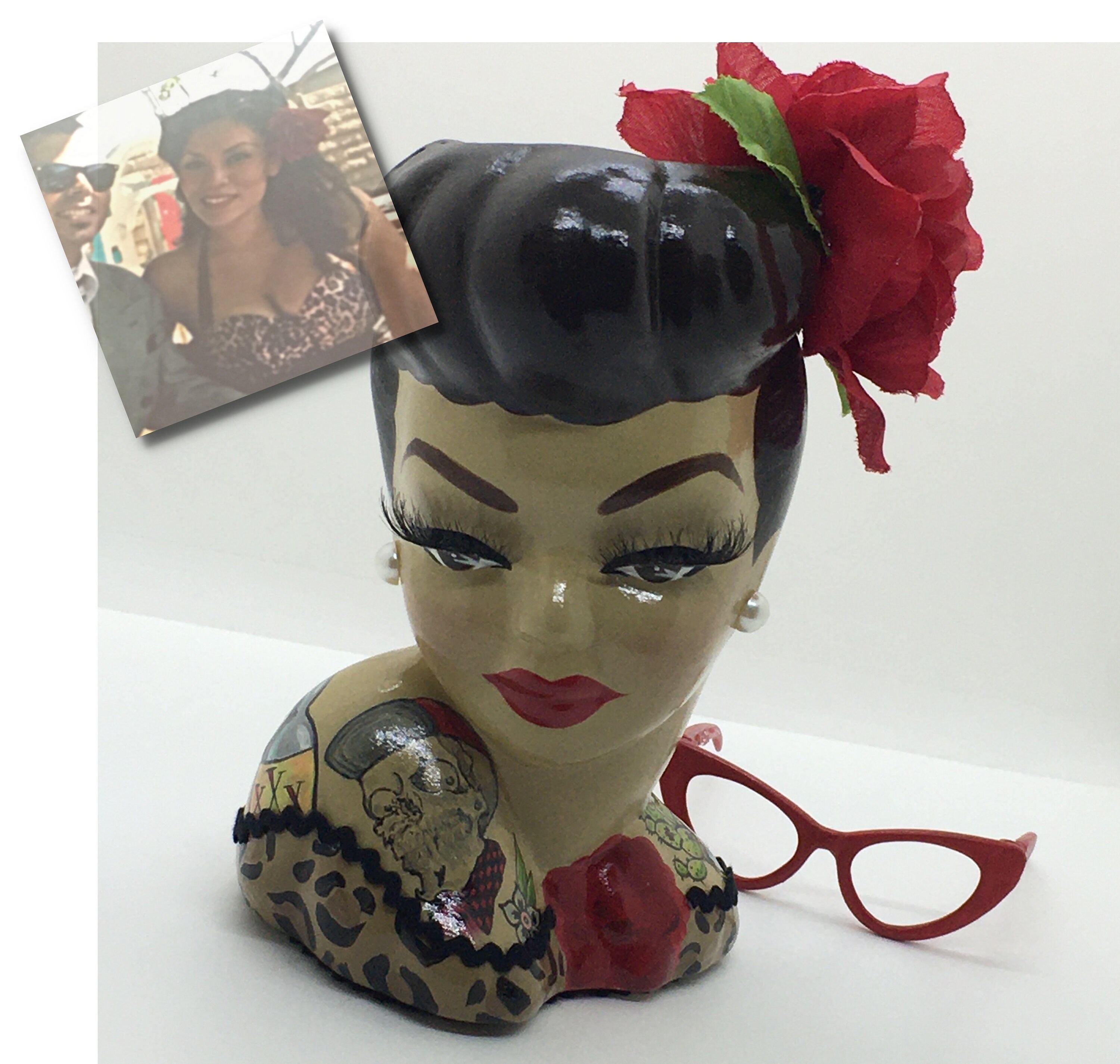 Custom Pinup Head Vase W Eyeglasses Hand Painted to Resemble - Etsy UK