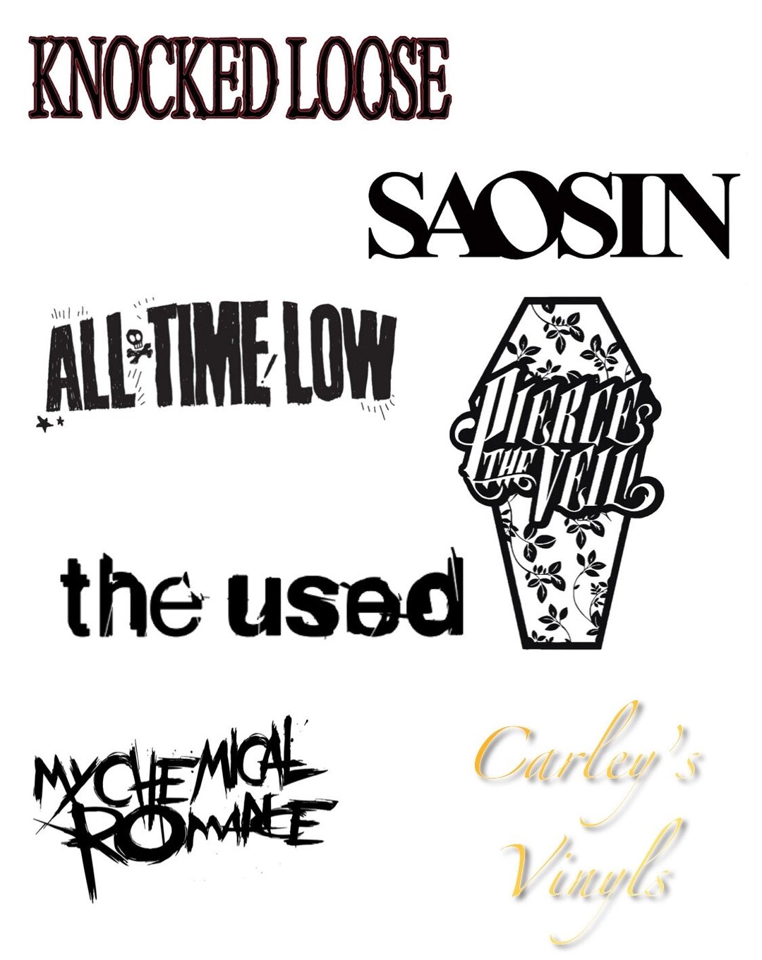 CUSTOM Band Logo Vinyl Stickerweatherproofuv Resistantperminantbumper ...