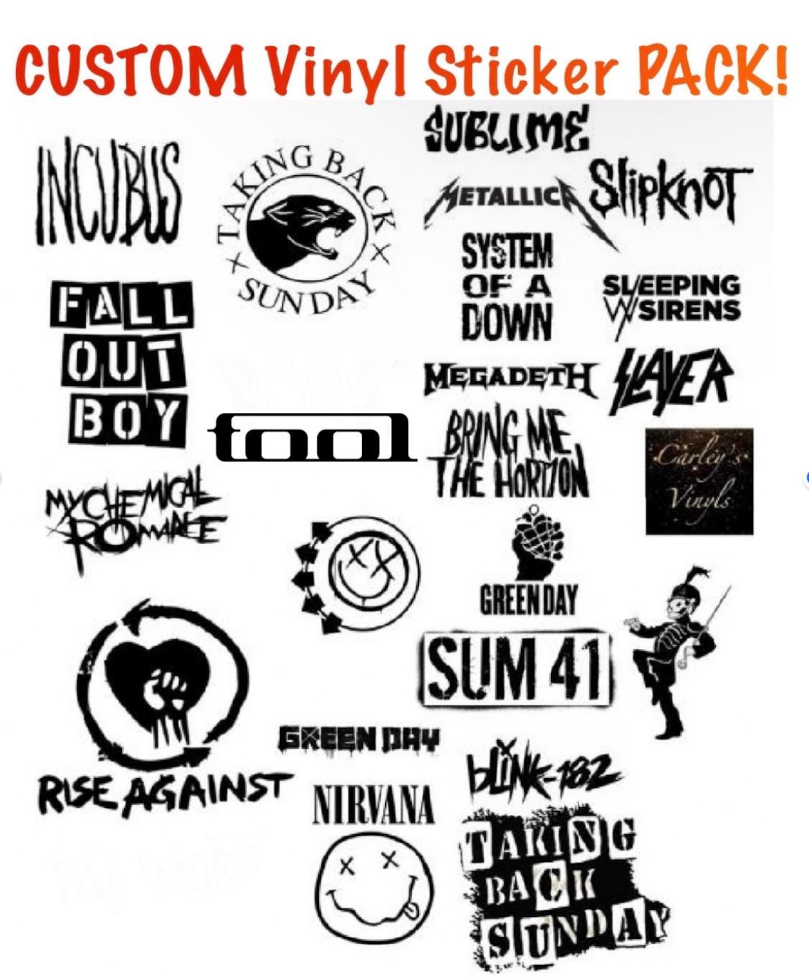 CUSTOM Band Logo Vinyl Sticker 5 Pack—weatherproof—uv Resistant ...