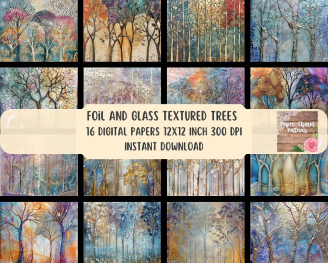 Beautifully Detailed Foil and Glass Textured Trees Digital Download - Etsy