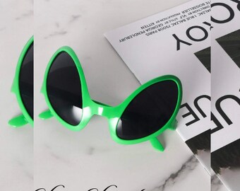 New Alien Green and Silver Festival Fashion Sunglasses Shades Cosplay ...