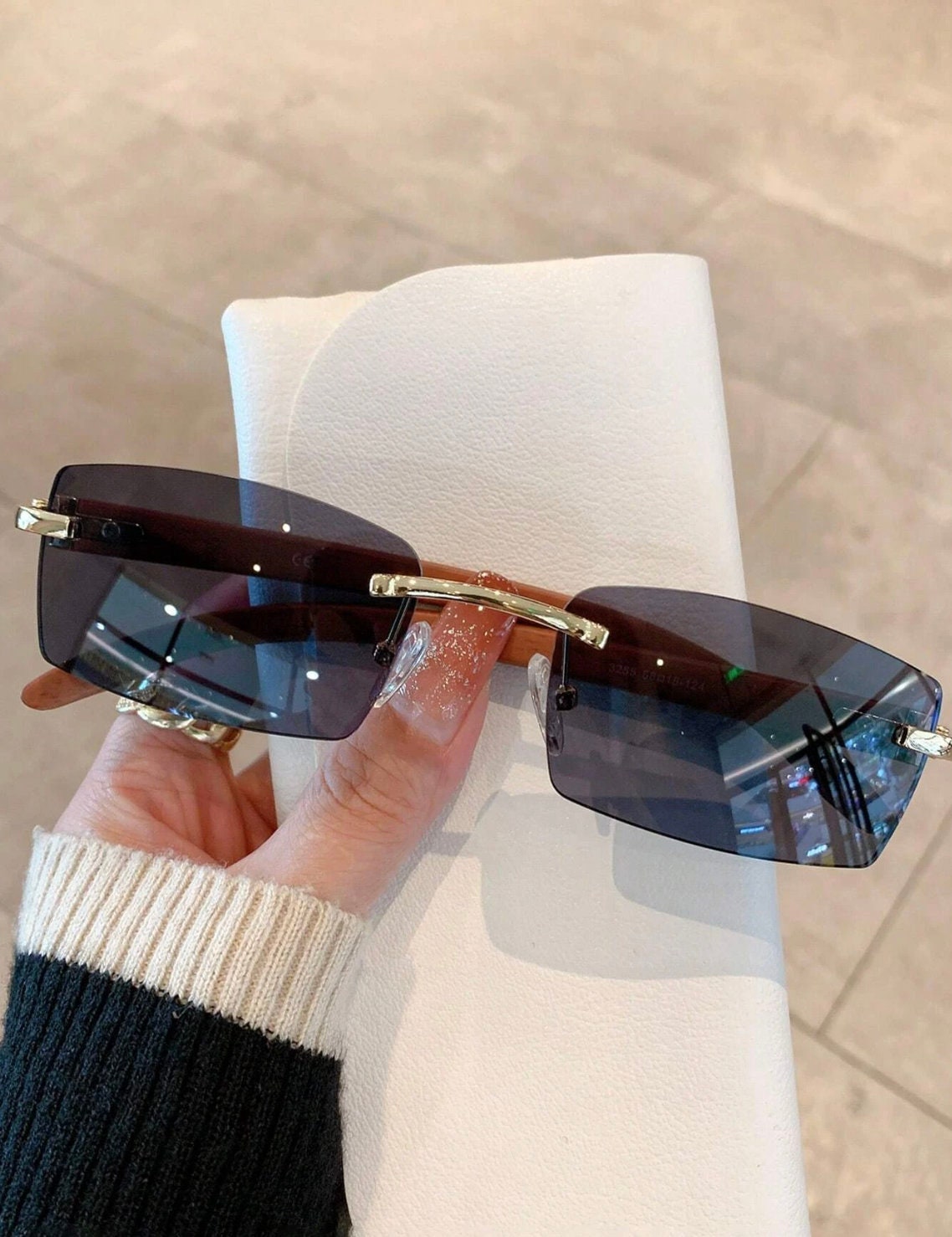 Frameless Vintage Women's Sunglasses eye Protection, Rectangle Shades, Fashionable Gift Idea - Etsy