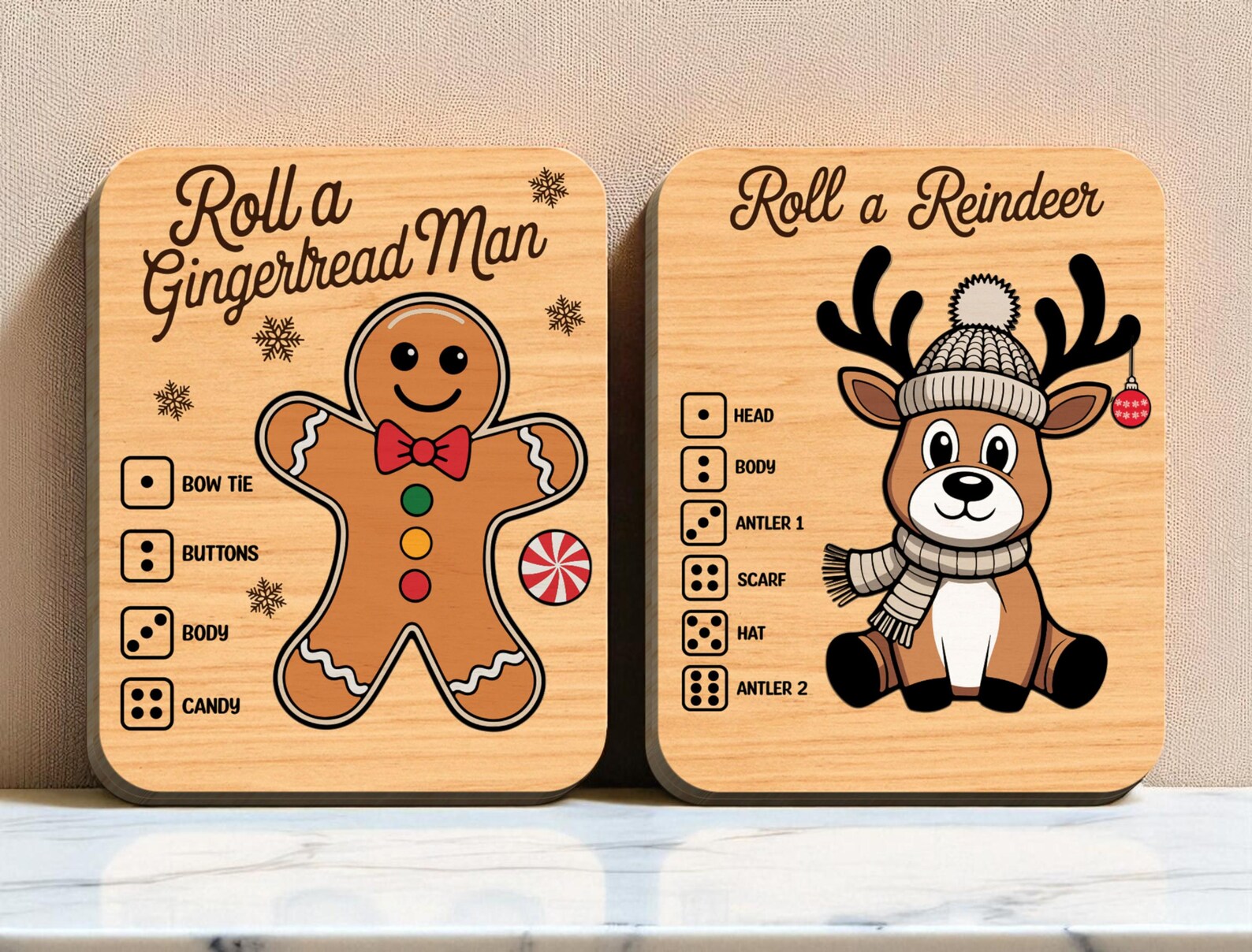 Roll a Gingerbread Man & Roll a Reindeer SVG, Christmas Dice Game for ...
